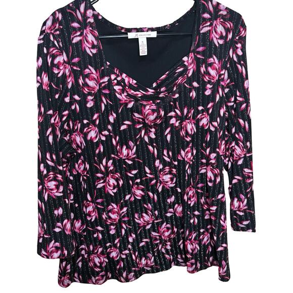 JM Collection | Tops | Jm Collection Shimmery Pink Floral Blouse | Poshmark